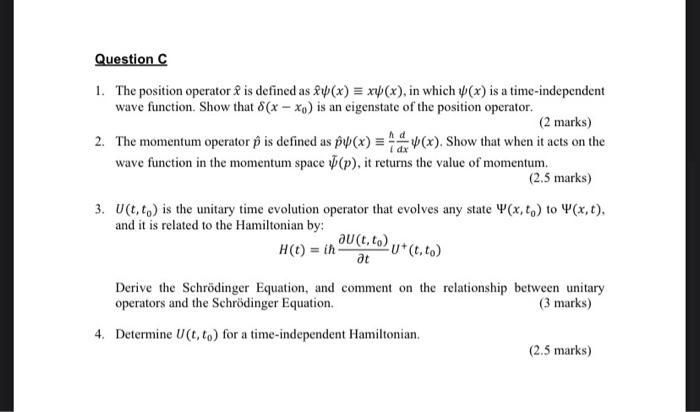 Solved 1. The position operator x^ is defined as | Chegg.com