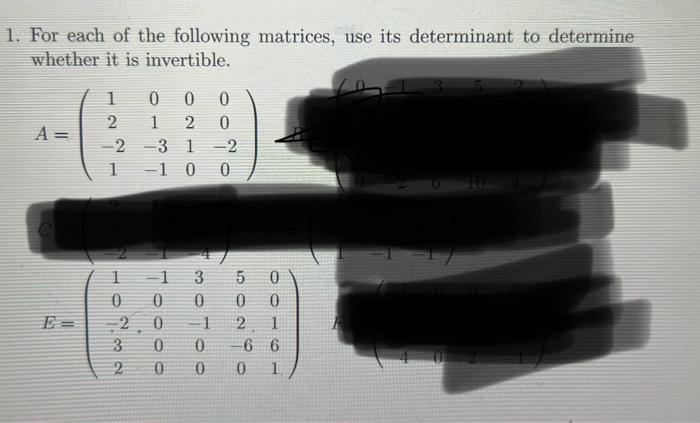 Solved For each of the following matrices, use its | Chegg.com