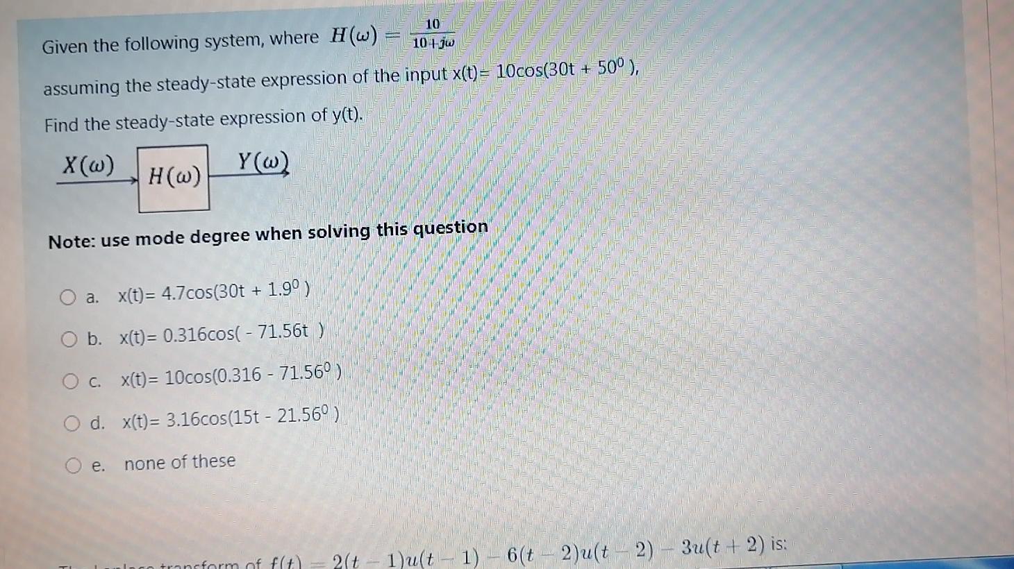 Solved 10 10 W Given the following system, where H(w) | Chegg.com