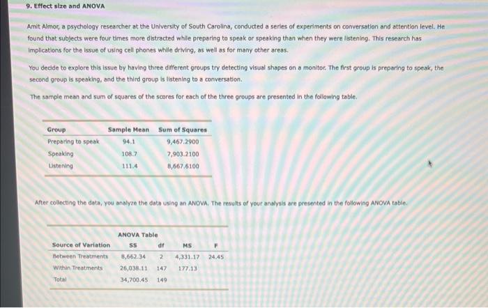 Solved Amit Almor, a psychology researcher at the University | Chegg.com