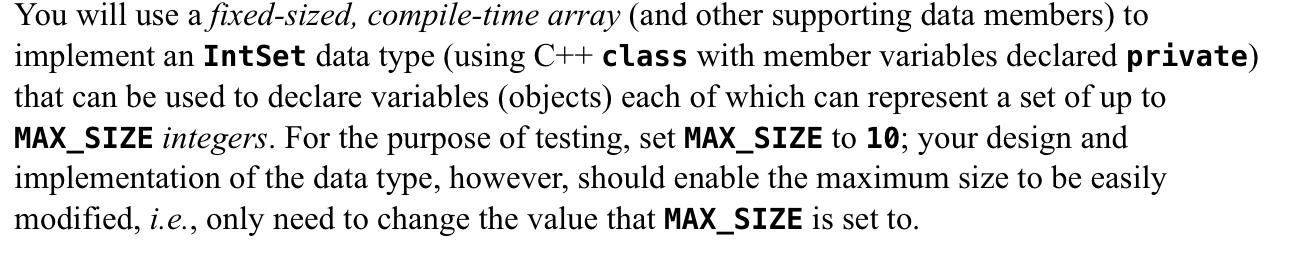 Solved You will use a fixed-sized, compile-time array (and | Chegg.com