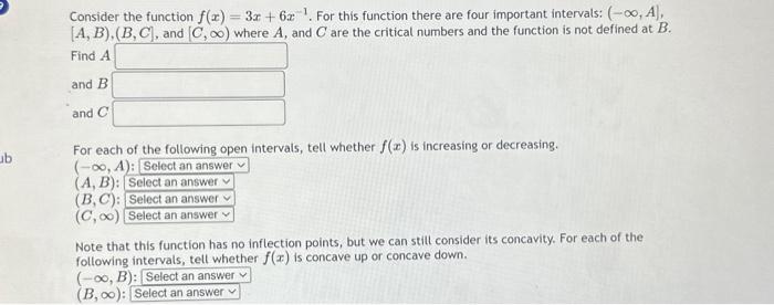 Solved Consider the function f(x)=3x+6x−1. For this function | Chegg.com