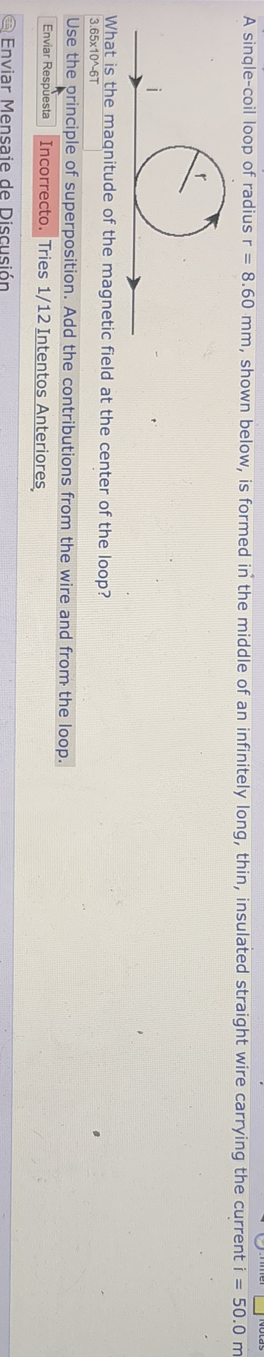 Solved by an EXPERT A single-coil loop of radius r=8.60mm, ﻿shown below, | Chegg.com
