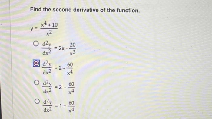 Solved Find the second derivative of the function. | Chegg.com