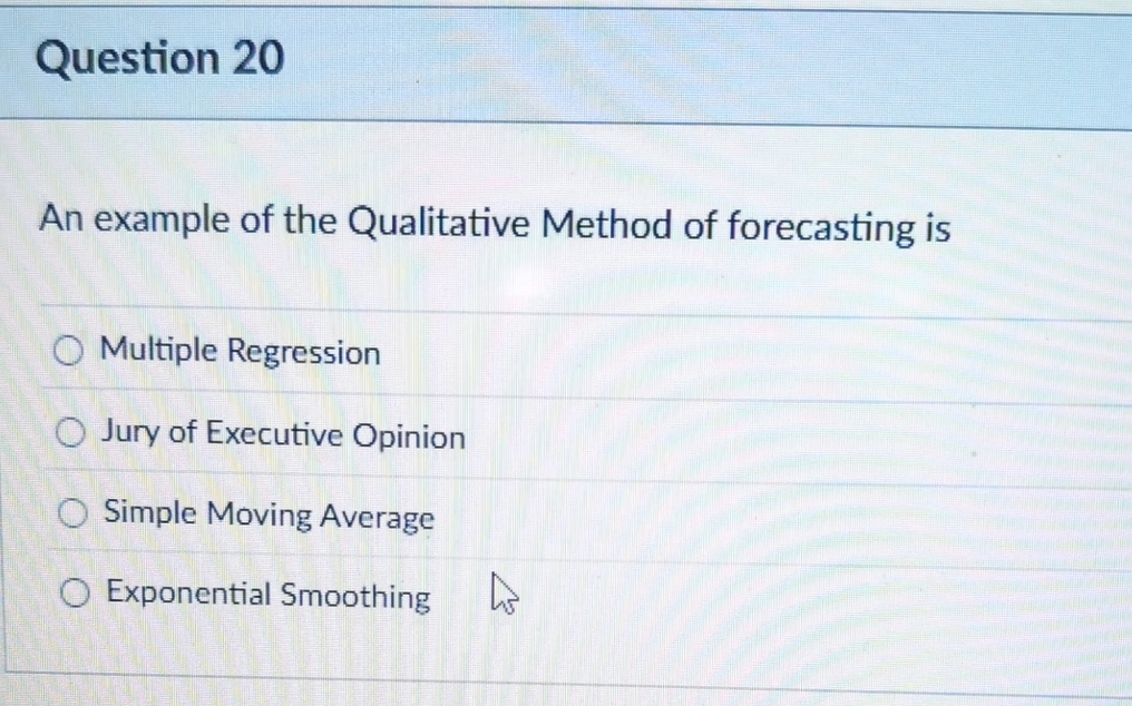 Solved Question 20An example of the Qualitative Method of | Chegg.com