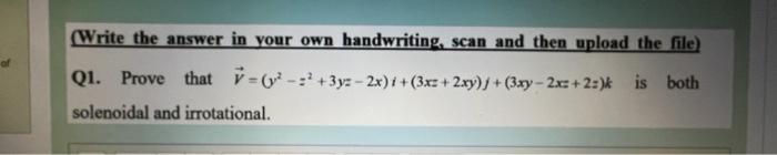 Solved Write the answer in your own handwriting, scan and | Chegg.com