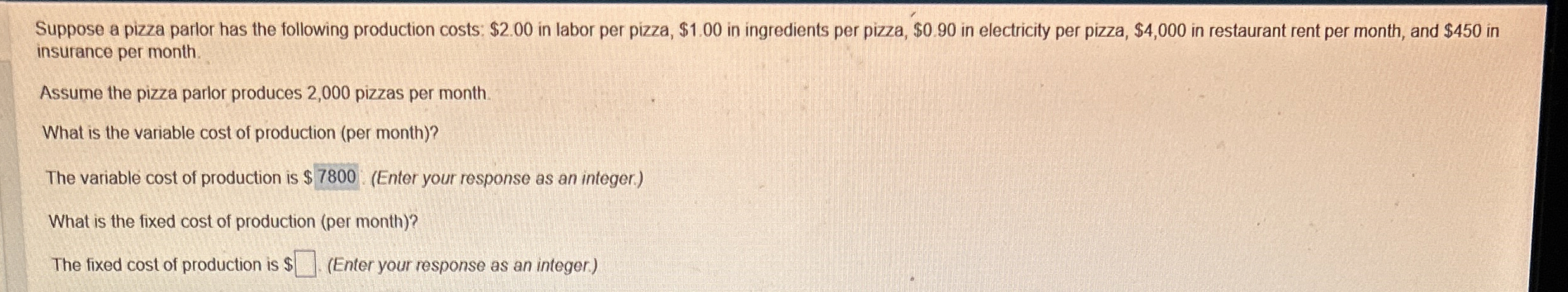 Solved Suppose a pizza parlor has the following production | Chegg.com
