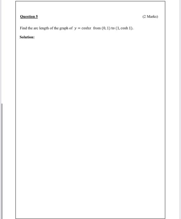 Solved Find the are length of the graph of y=coshx from | Chegg.com