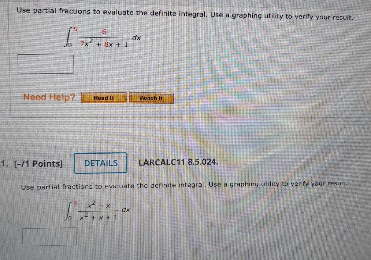 Solved Use partial fractions to evaluate the definite | Chegg.com