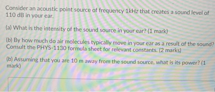 Solved Consider an acoustic point source of frequency 1kHz | Chegg.com