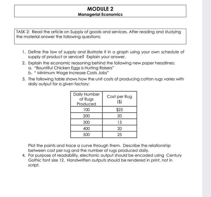 Solved MODULE 2 Managerial Economics TASK 2: Read the | Chegg.com