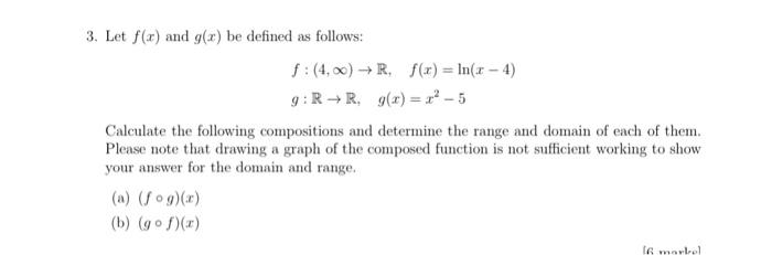 Solved 3. Let f(x) and g(x) be defined as follows: | Chegg.com