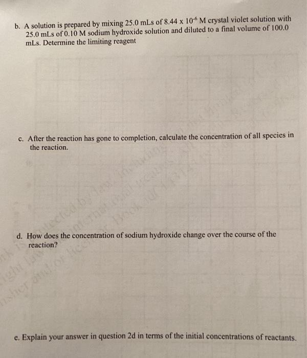 Solved 2. a. Write the equation which describes the reaction | Chegg.com
