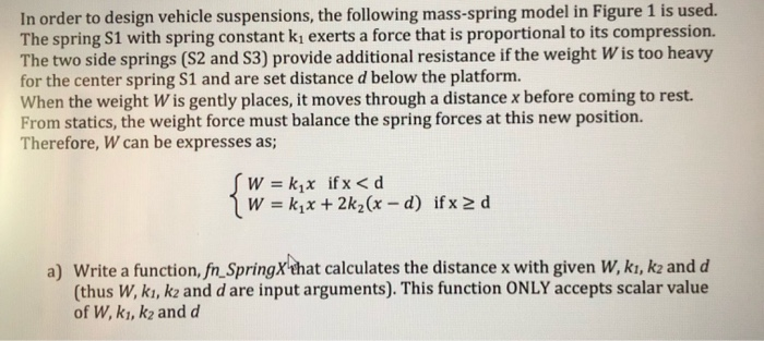 In order to design vehicle suspensions, the following | Chegg.com