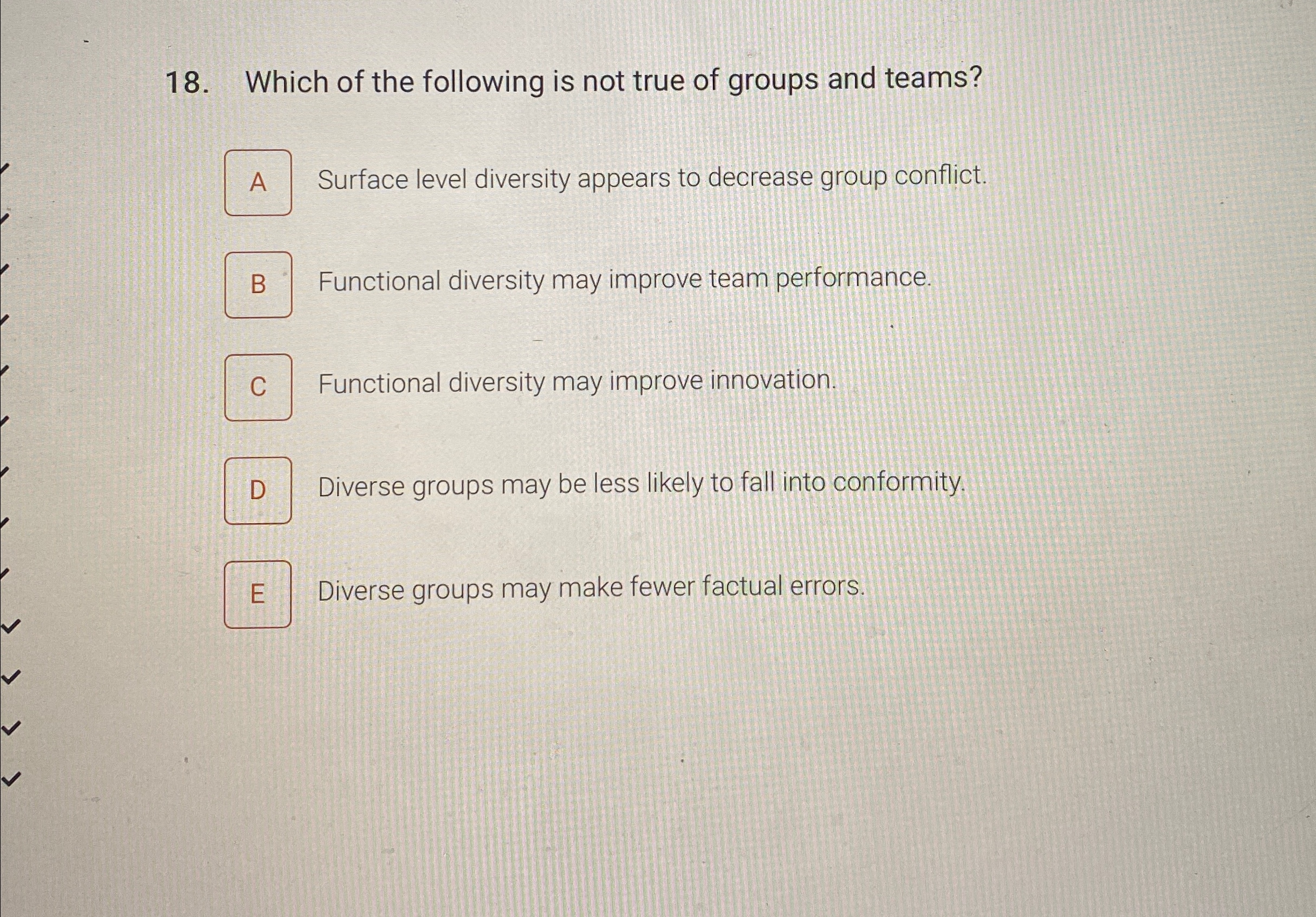 Solved Which of the following is not true of groups and | Chegg.com