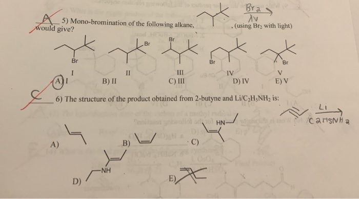 Solved Bra 5 Mono Bromination Of The Following Alkane