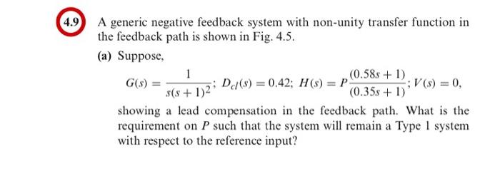A generic negative feedback system with non-unity | Chegg.com