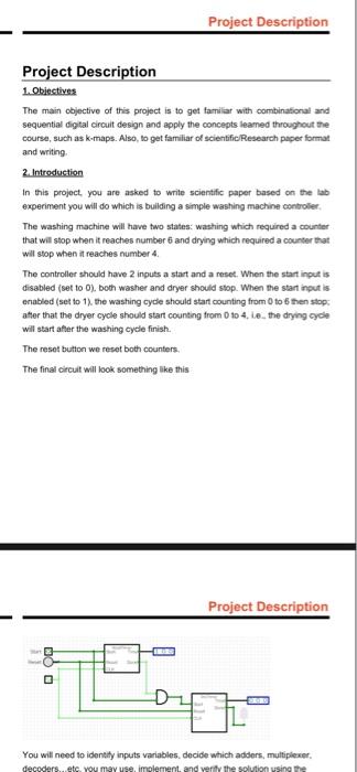 Project Description 1. Obiectives The main objective | Chegg.com