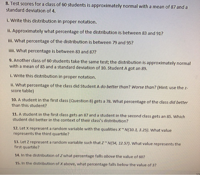 Solved 8. Test scores for a class of 60 students is | Chegg.com