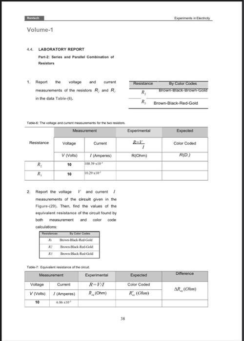 Solved 4.2. LABORATORY REPORT Part-1: Verifying Ohm's Law 1. | Chegg.com