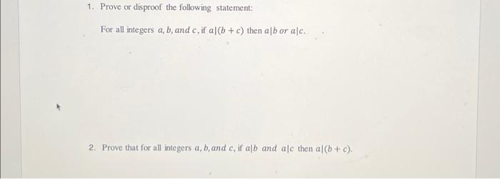 Solved 1. Prove or disproof the following statement: For all | Chegg.com