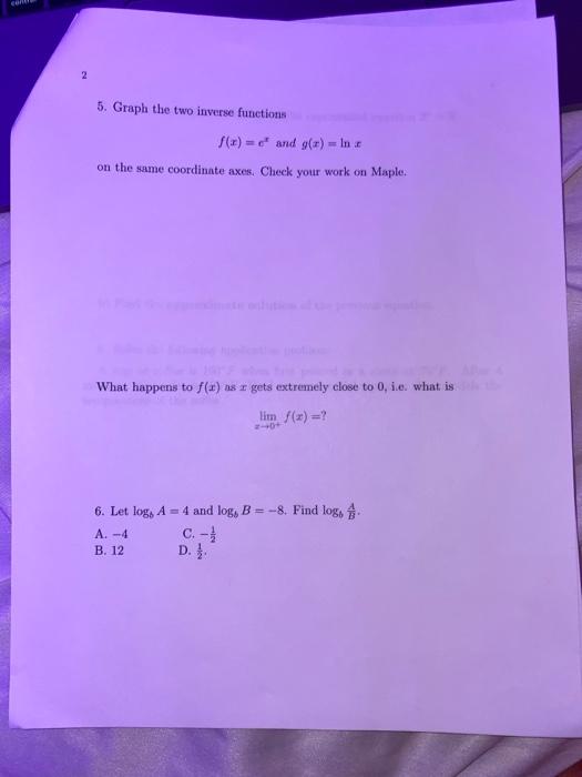 Solved log 5 = 2. Write logarithmic statements in | Chegg.com