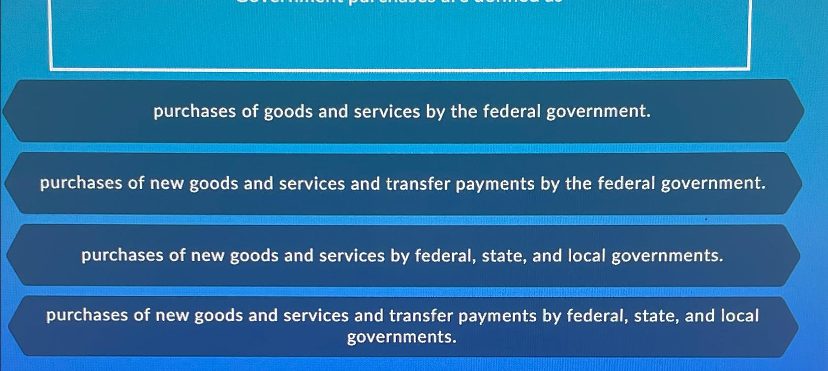 Solved purchases of goods and services by the federal | Chegg.com