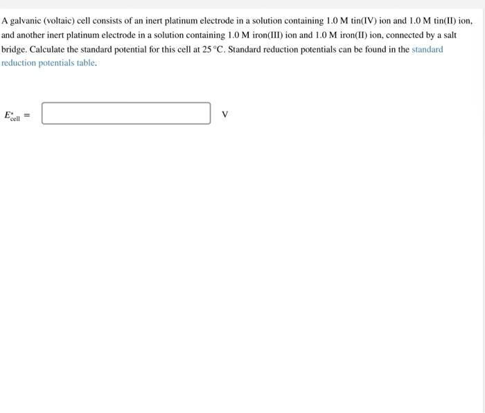 Solved A galvanic (voltaic) cell consists of an inert | Chegg.com