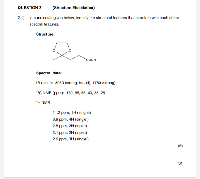 Solved QUESTION 2 (Structure Elucidation) 2.1) In a molecule | Chegg.com