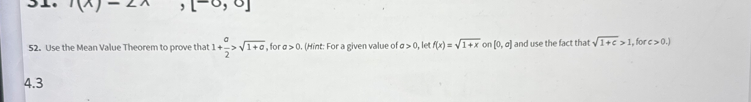 Solved Use the Mean Value Theorem to prove that 1+a2>1+a2, | Chegg.com
