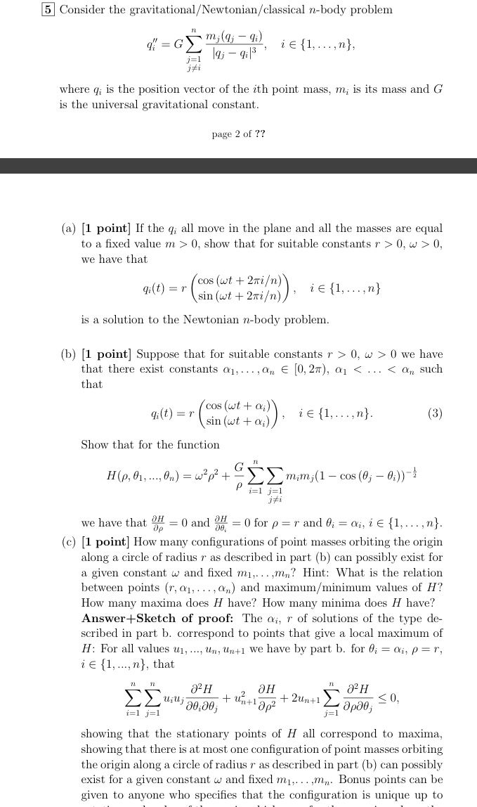 Solved 5 ﻿Consider the gravitational/Newtonian/classical | Chegg.com