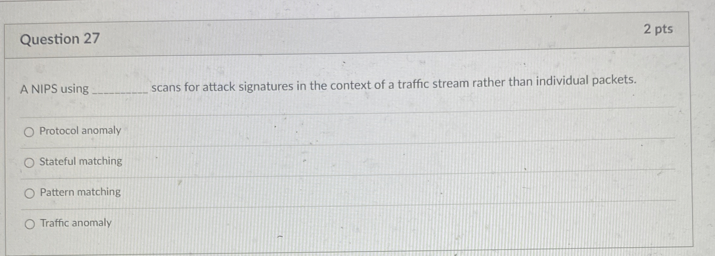 Solved Question 272 ﻿ptsA NIPS using ﻿scans for attack | Chegg.com