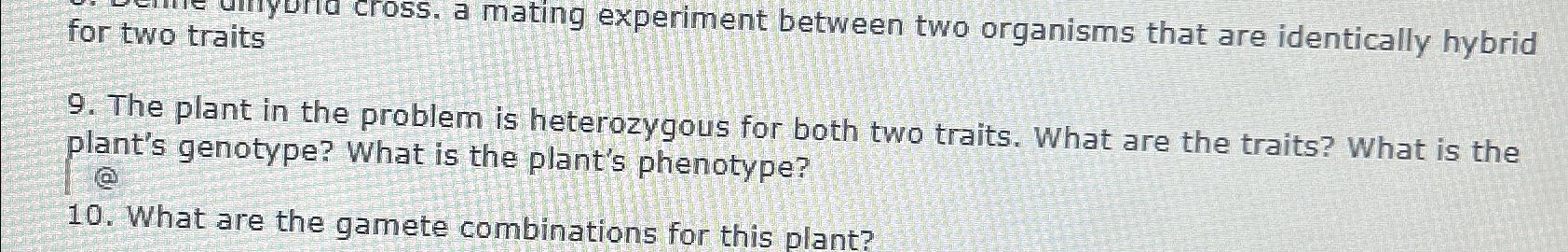 Solved for two traitsCross. a mating experiment between two | Chegg.com