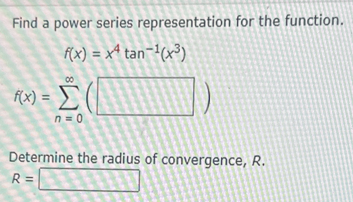 Solved Find a power series representation for the | Chegg.com