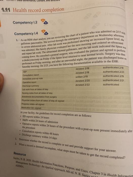 Solved 1. As an HIM chart analyst, you are reviewing the | Chegg.com