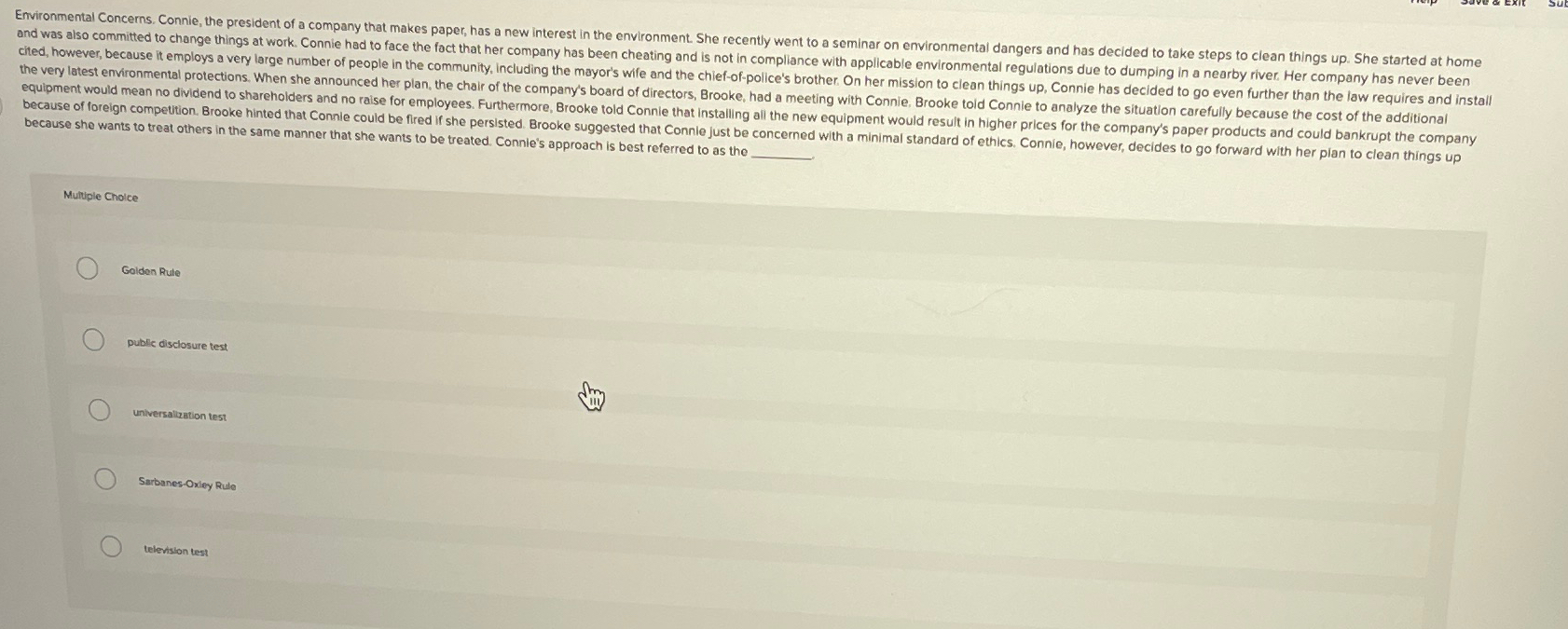 Solved because she wants to treat others in the same manner | Chegg.com