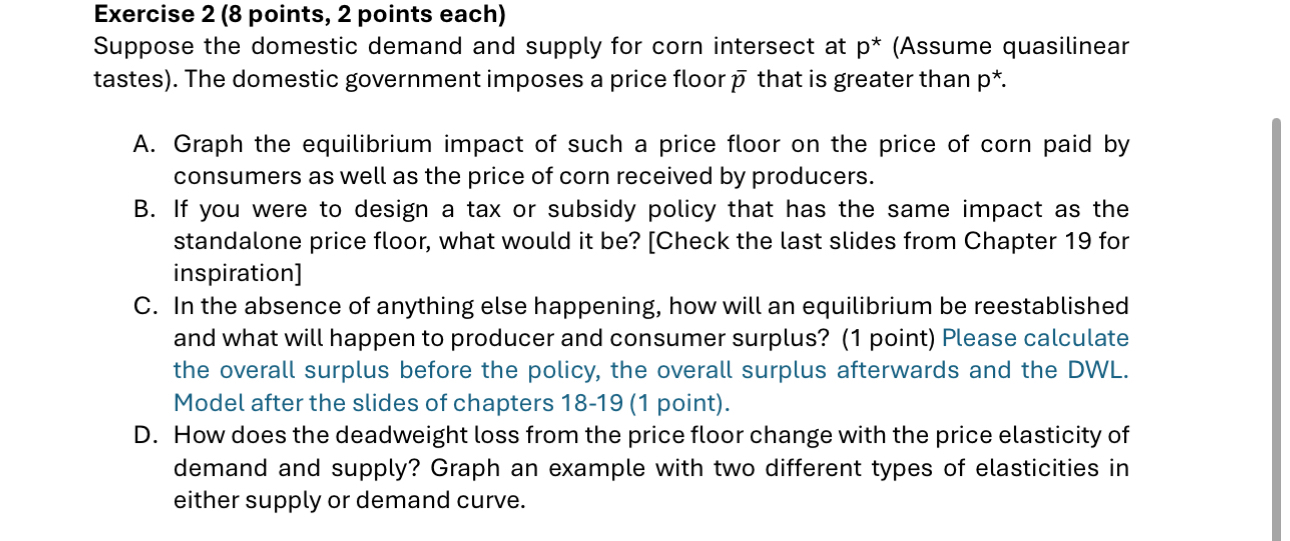 Solved Exercise 2 (8 points, 2 points each)Suppose the | Chegg.com Solved Exercise 2 (8 points, 2 points each)Suppose the | Chegg.com