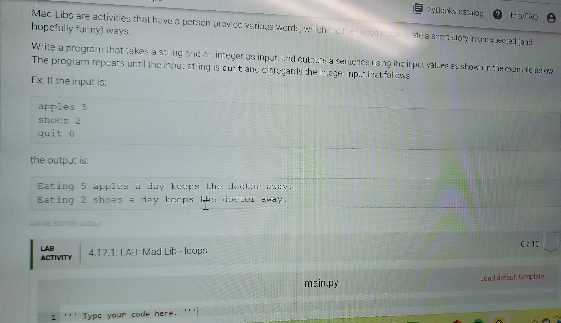 Solved Mad Libs are activities that have a person provide | Chegg.com