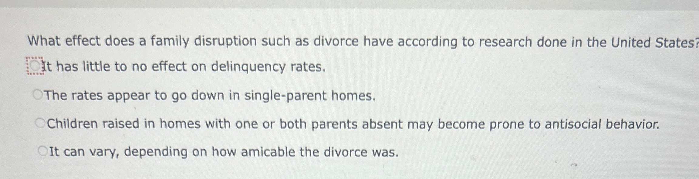 Solved What effect does a family disruption such as divorce | Chegg.com