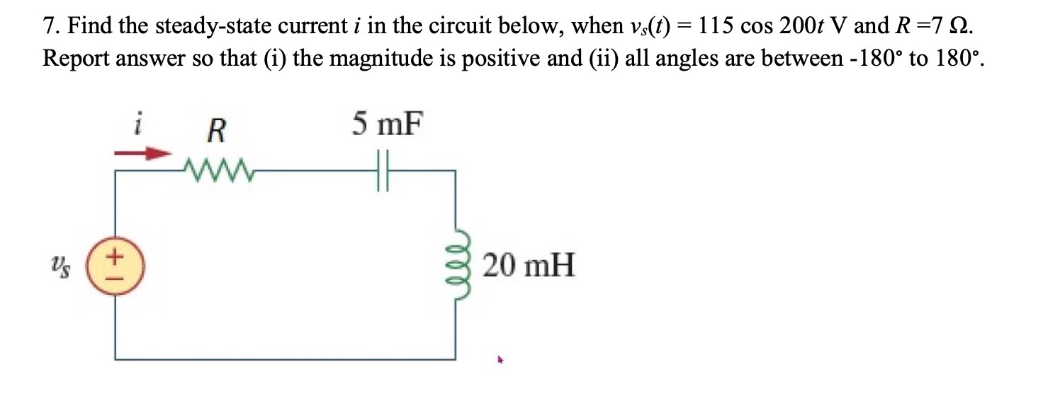 Solved Find the steady-state current i ﻿in the circuit | Chegg.com