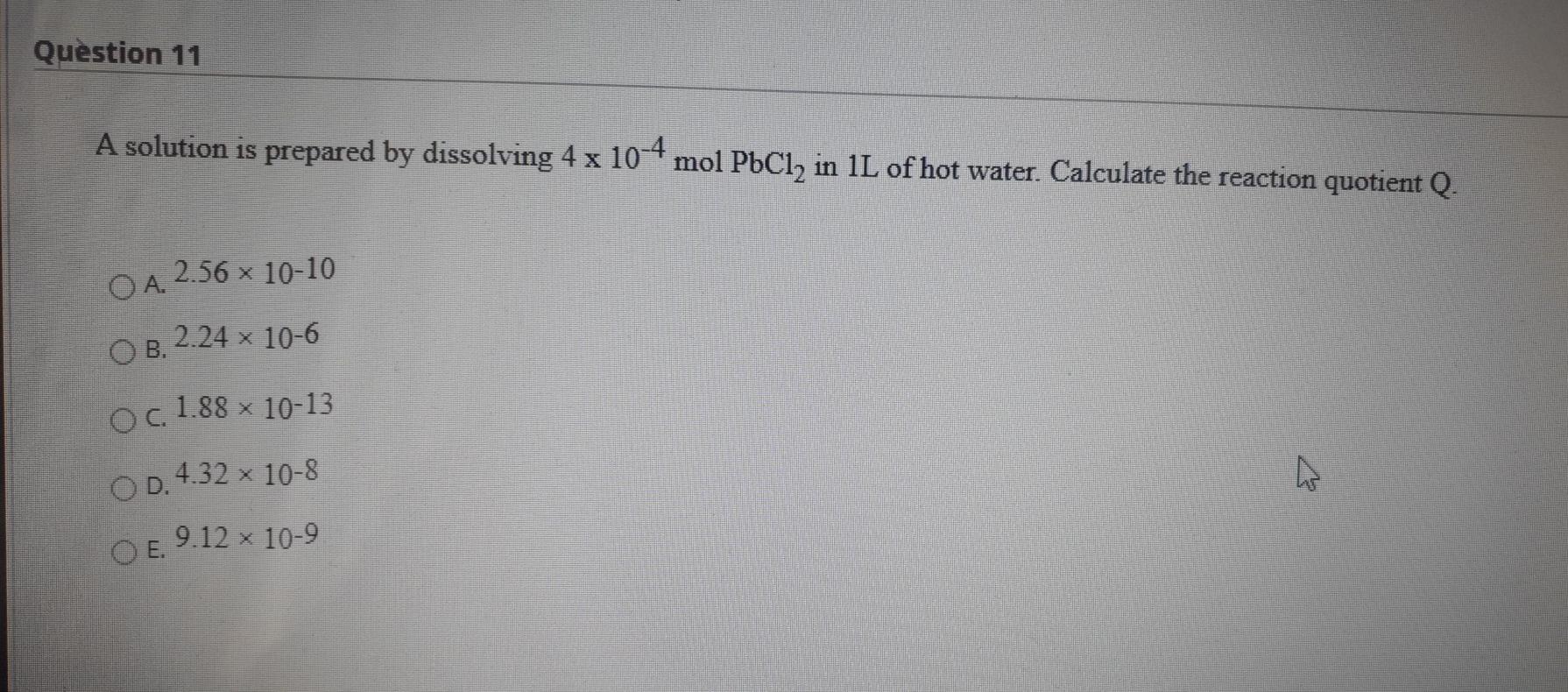 Solved Question 11 A solution is prepared by dissolving 4 x | Chegg.com