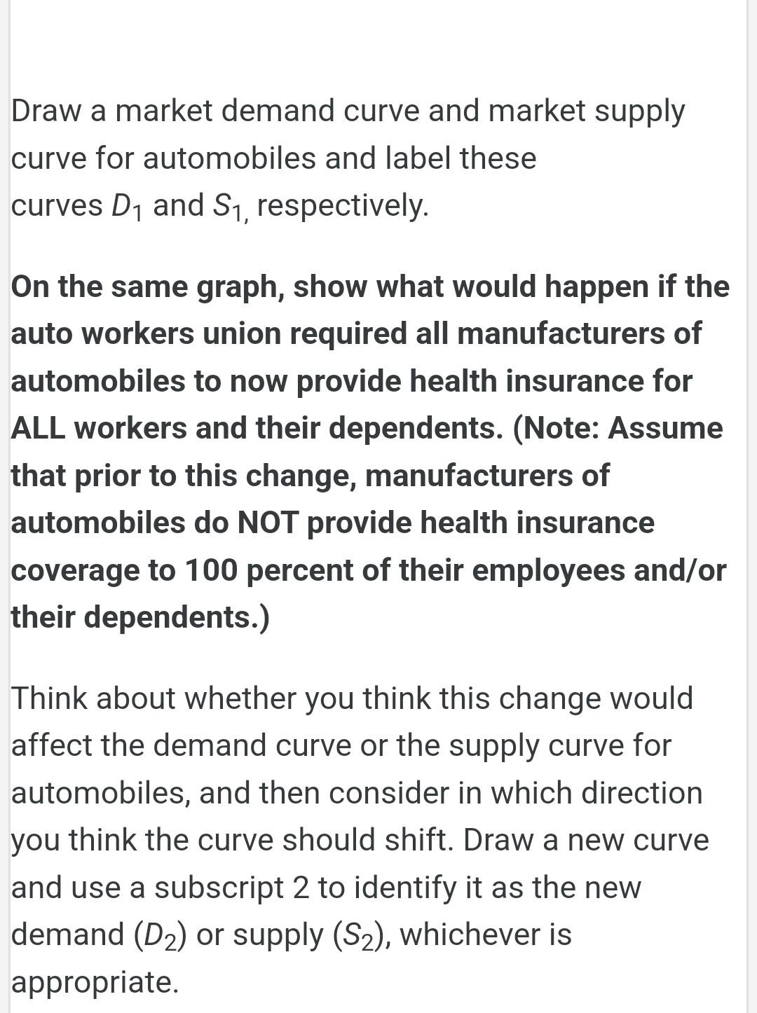 Solved Draw a market demand curve and market supply curve | Chegg.com