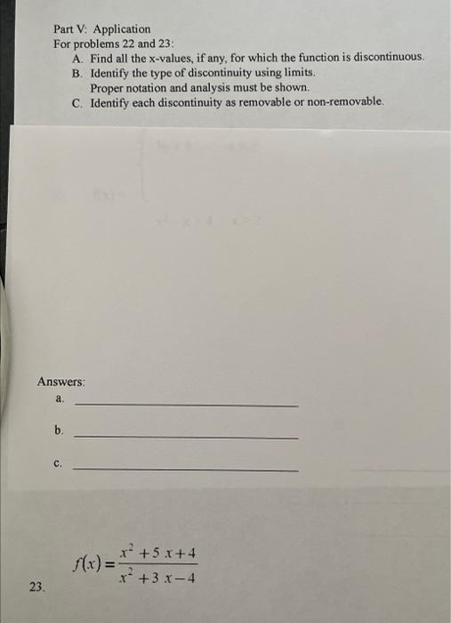Solved Part V: Application For problems 22 and 23: A. Find | Chegg.com