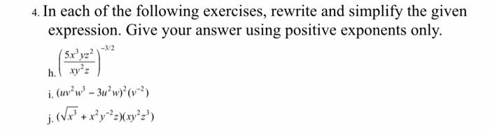 Solved 4. In each of the following exercises, rewrite and | Chegg.com