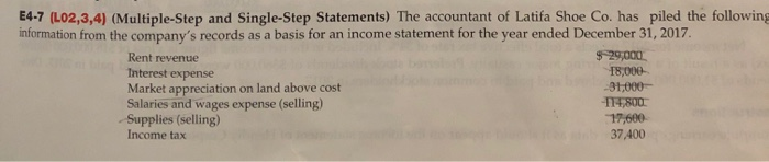 E4-7 (L02,3,4) (Multiple-Step and Single-Step | Chegg.com