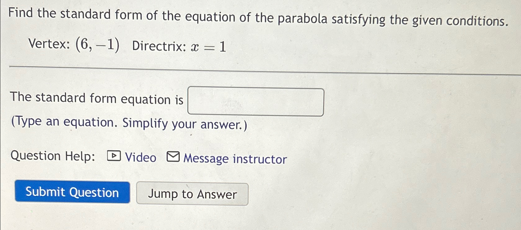 Solved Find the standard form of the equation of the | Chegg.com