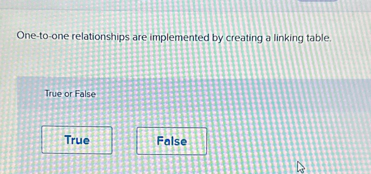 Solved One-to-one relationships are implemented by creating | Chegg.com