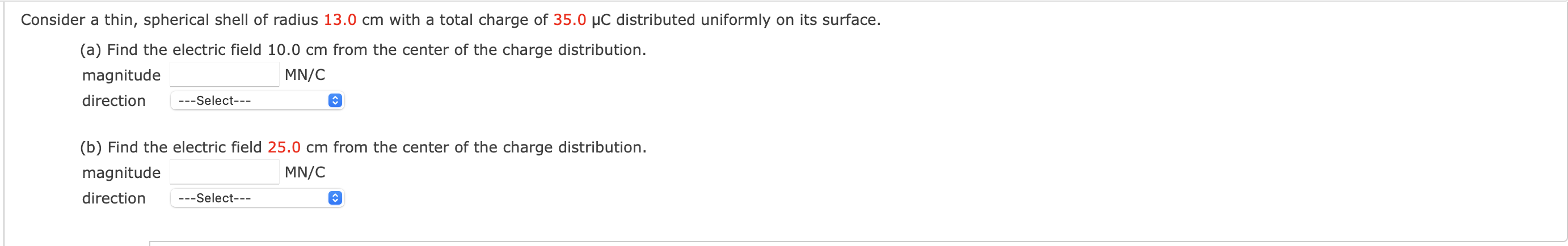 Solved Consider a thin, spherical shell of radius 13.0cm | Chegg.com