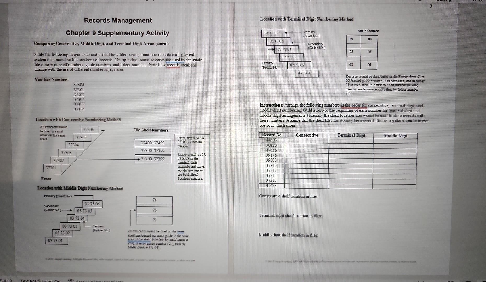 Records Management Location with Terminal-Digit | Chegg.com