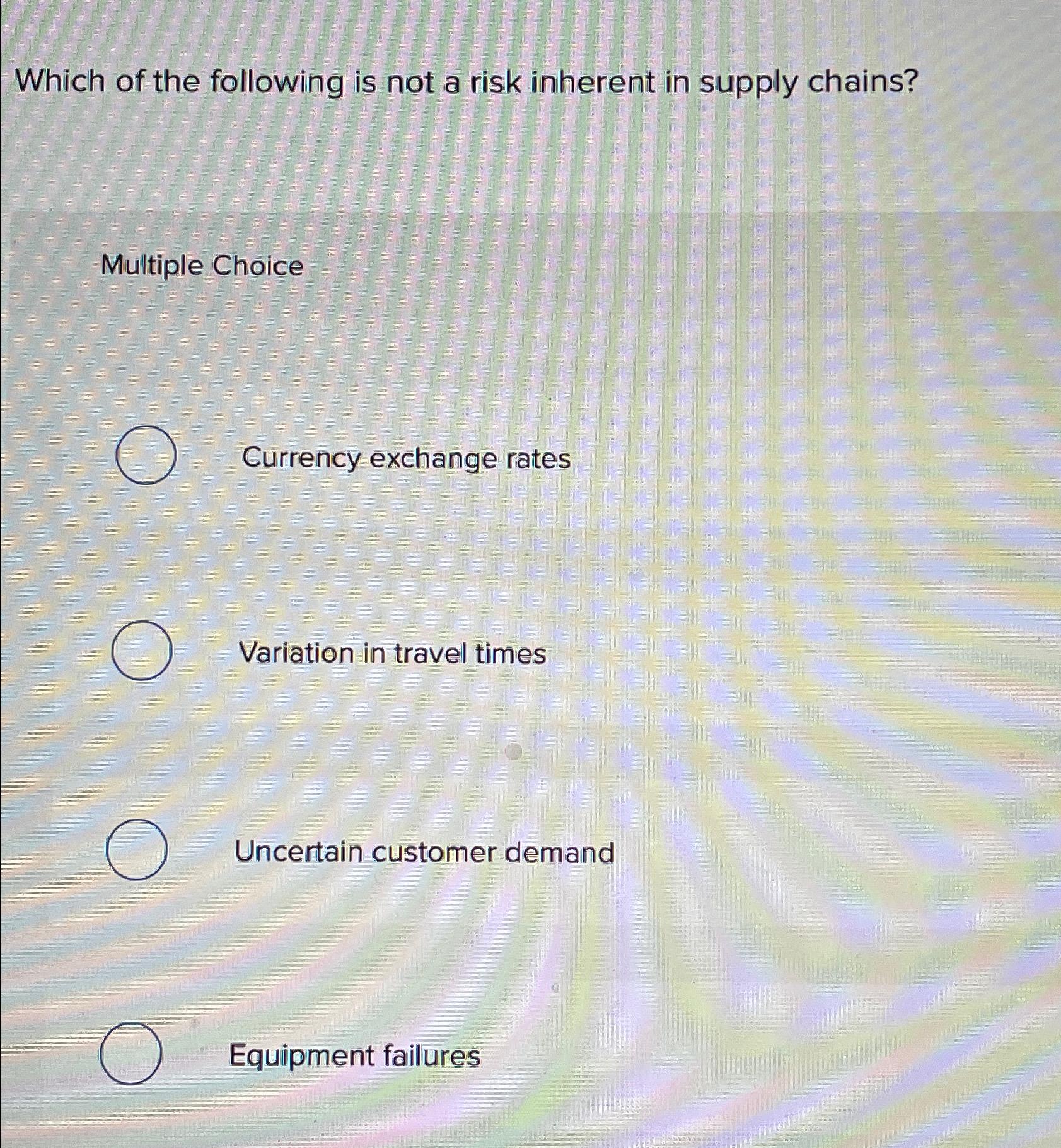 Solved Which of the following is not a risk inherent in | Chegg.com